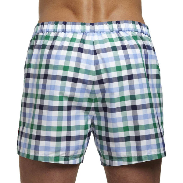 Men’s Designer Underwear | Slim-Fit Boxers Green-Blue Check | Pengallan