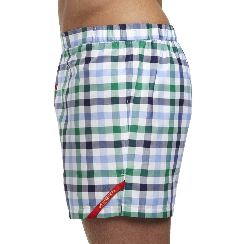 Men’s Designer Underwear | Slim-Fit Boxers Green-Blue Check | Pengallan
